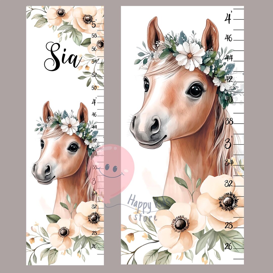 Horse Growth Chart – Personalized Mustang Theme Nursery Wall Height ...