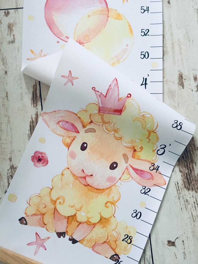 Cute Sheep Growth Chart Canvas Personalized Height Chart Lamb | Etsy
