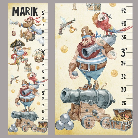 Funny Pirates Growth Chart Canvas Height Chart Pirate Ship | Etsy