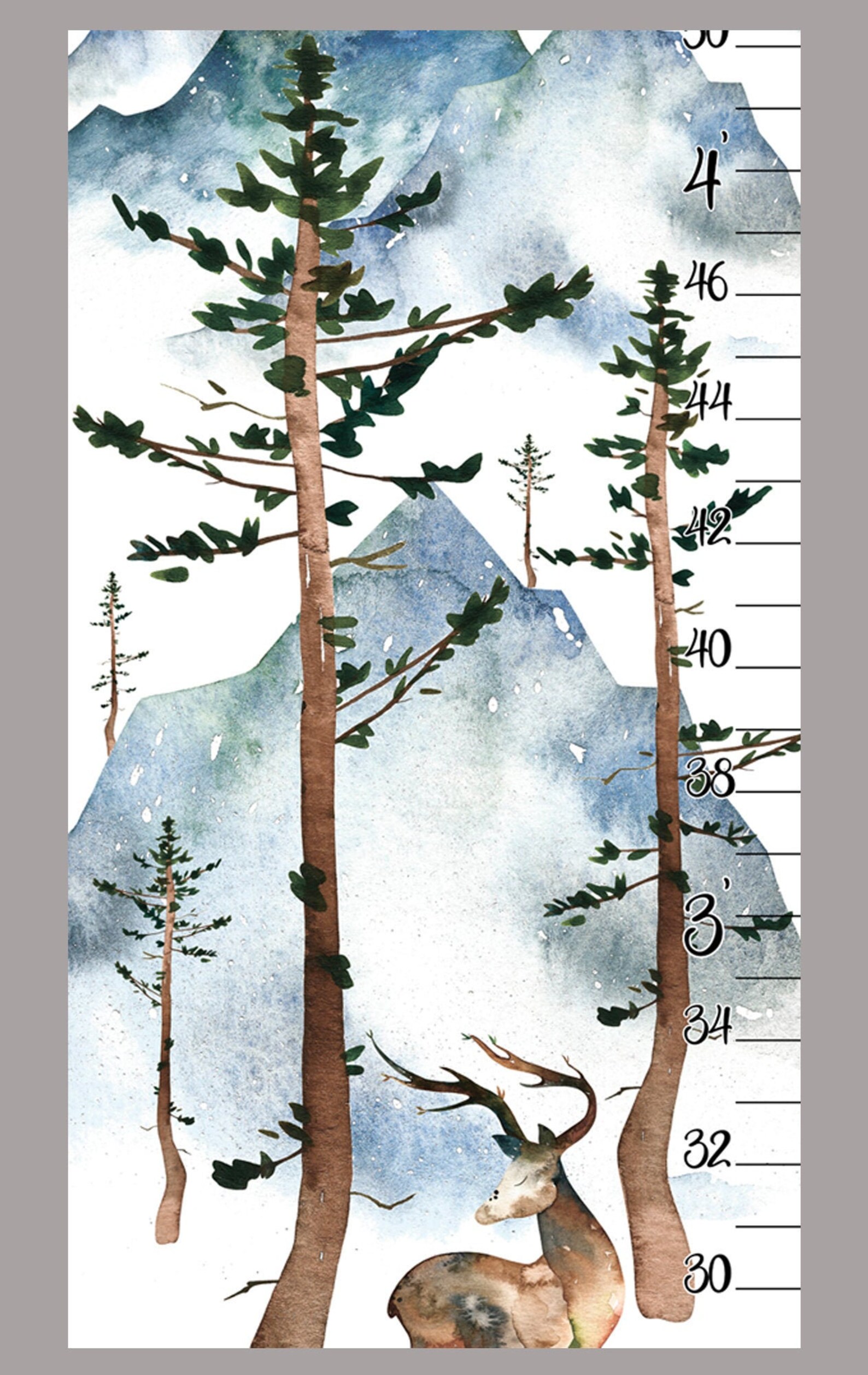 Mountains Growth Chart Nature Height Chart Woodland Nursery | Etsy