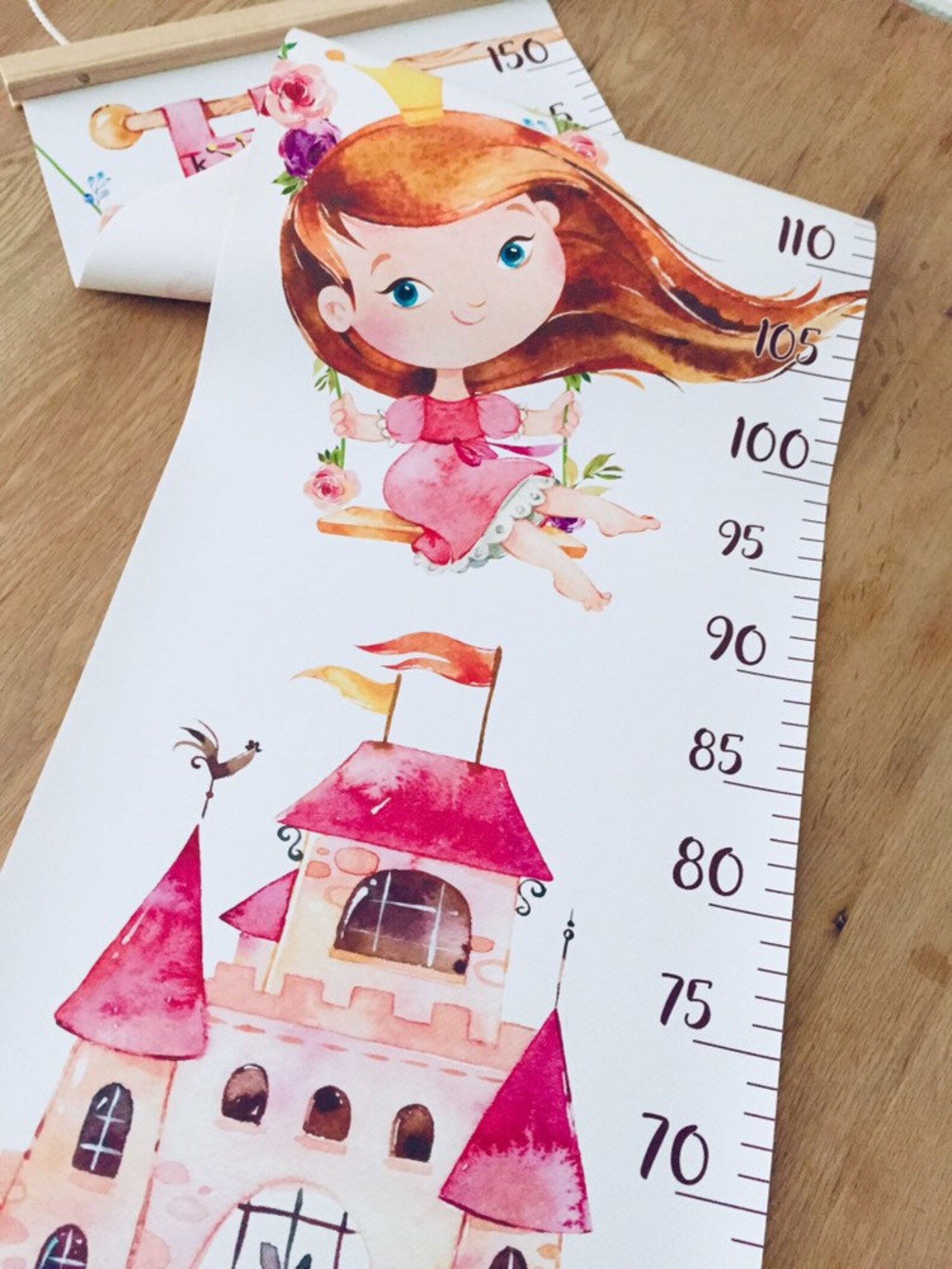 Princess Growth Chart Canvas Height Chart for Baby Girl Fairytale ...