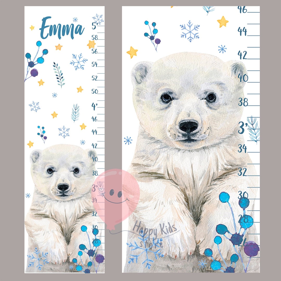 Polar Bear Height Chart Personalized Growth Chart Arctic Animals ...