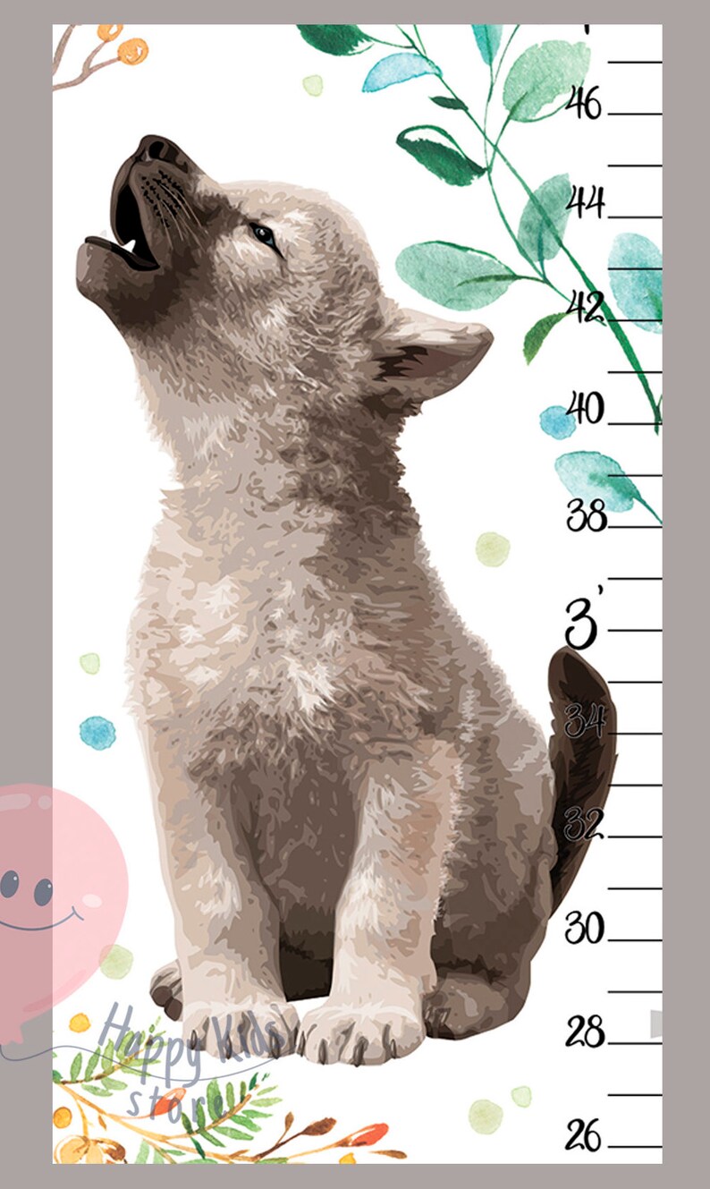Baby Wolf Growth Chart Wolf Pack Height Chart Woodland Nursery | Etsy