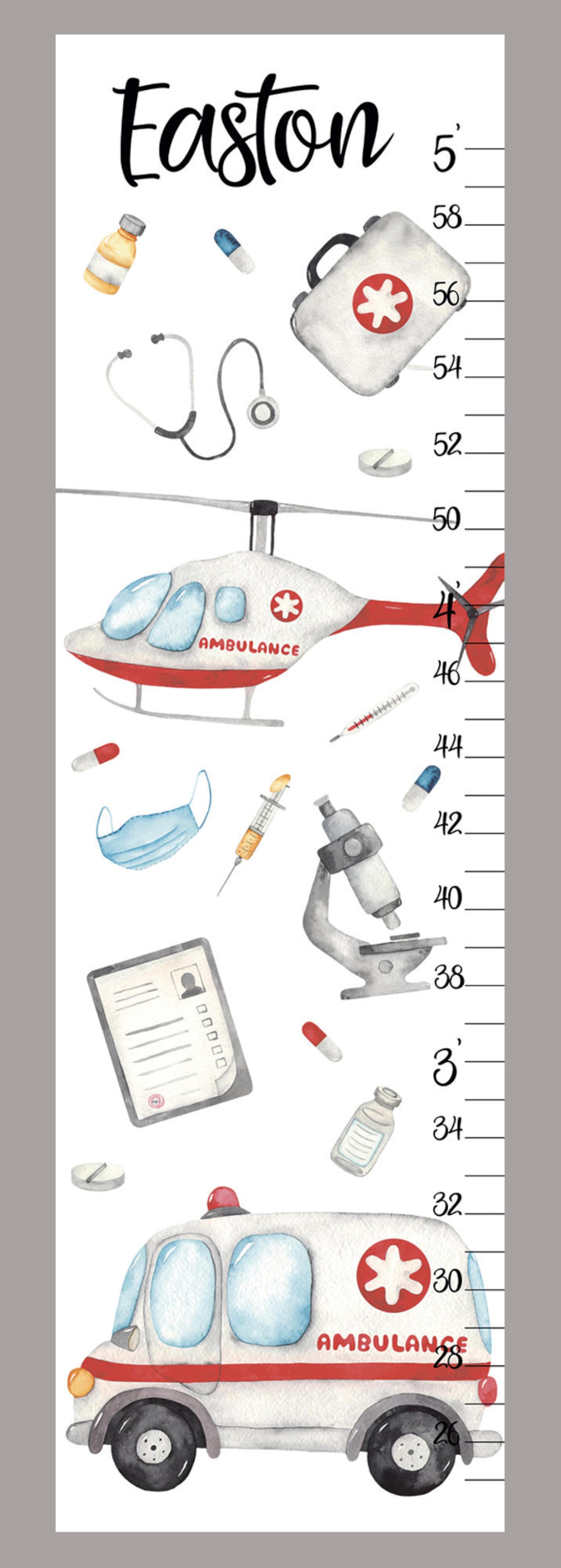 Doctor or Nurse Kid Growth Chart Canvas Height Chart - Etsy
