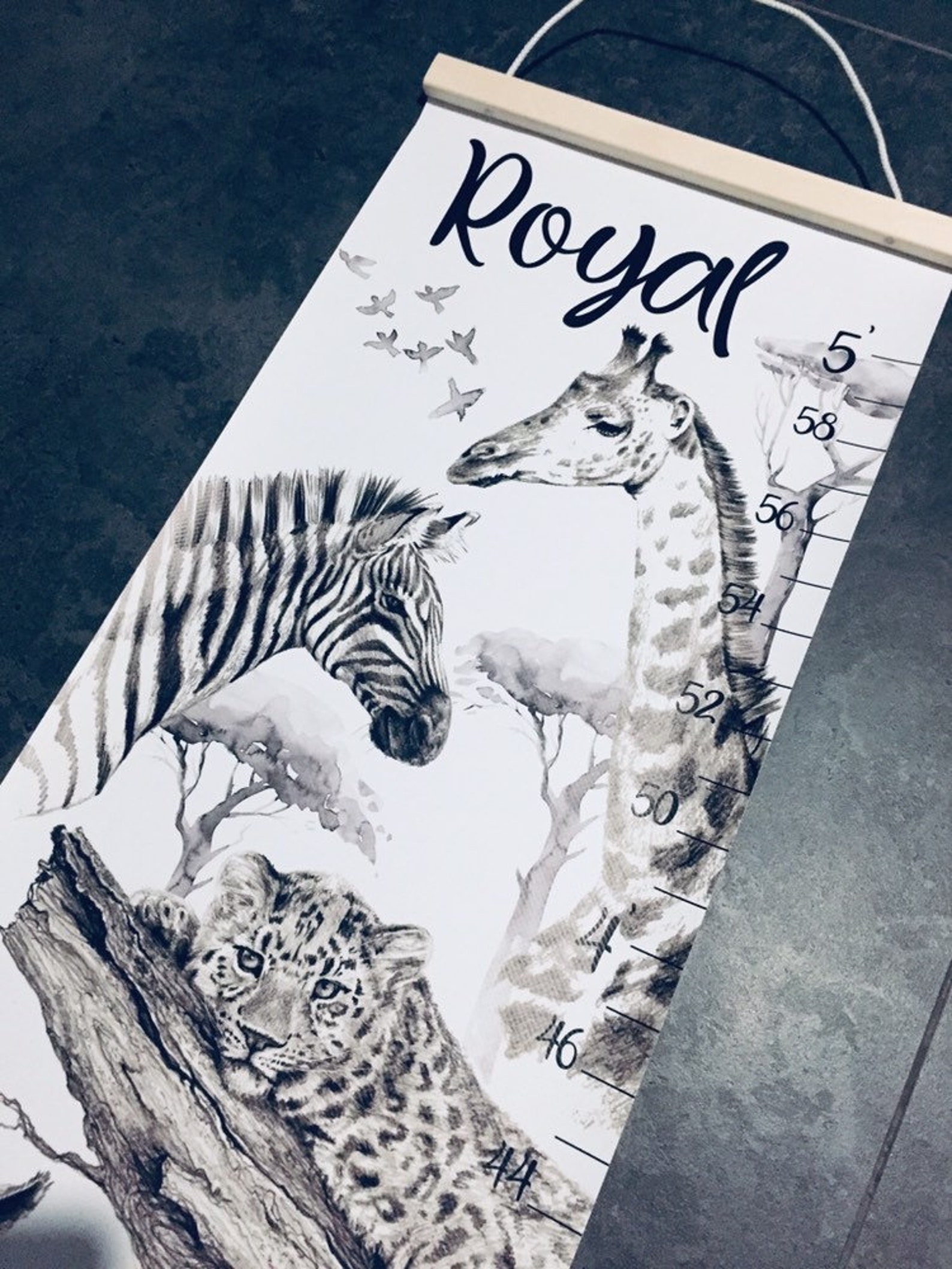 Safari Animals Height Chart Jungle Animals Growth Chart | Etsy