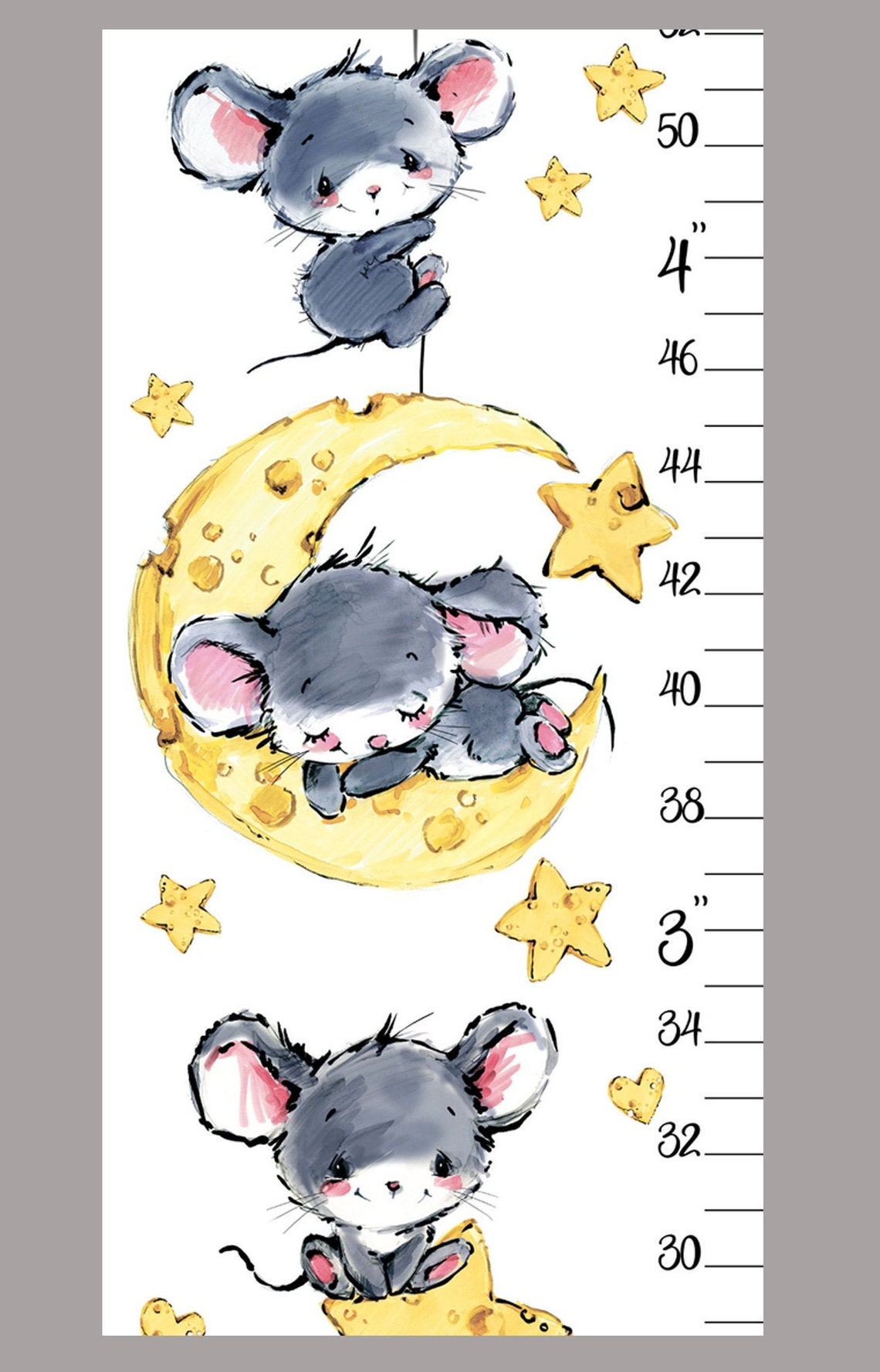 Cute Mouse Growth Chart Personalized Canvas Height Chart | Etsy