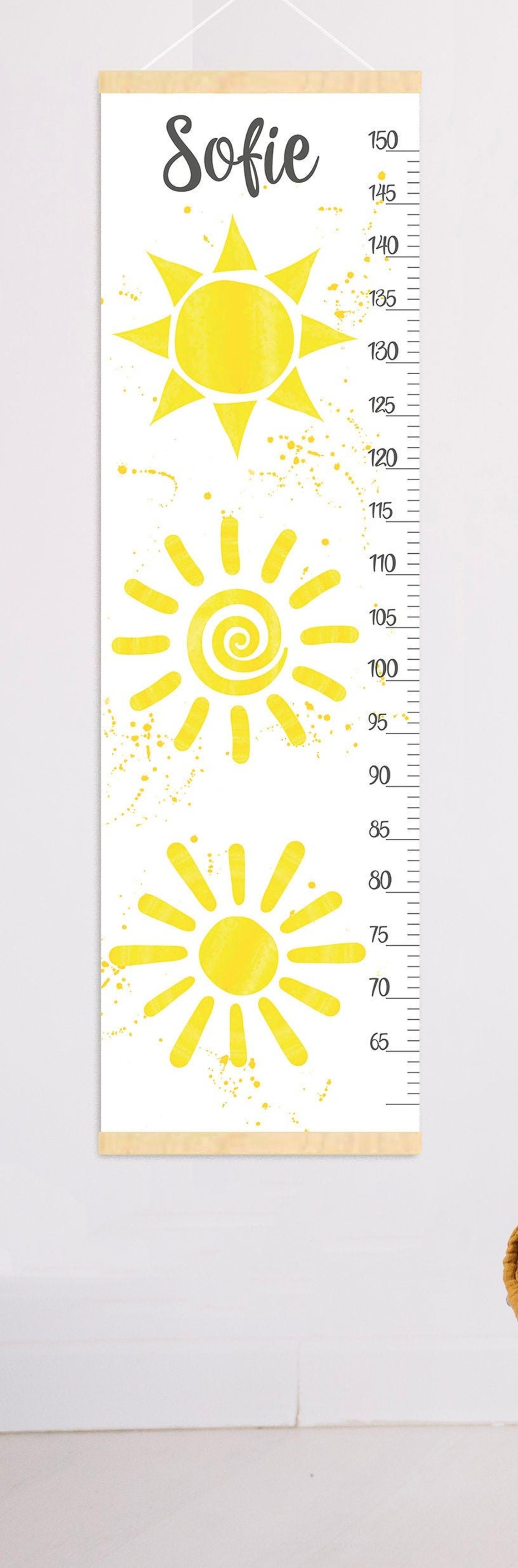 Height Chart Sun Girl Growth Chart Watercolor Sunshine Nursery | Etsy