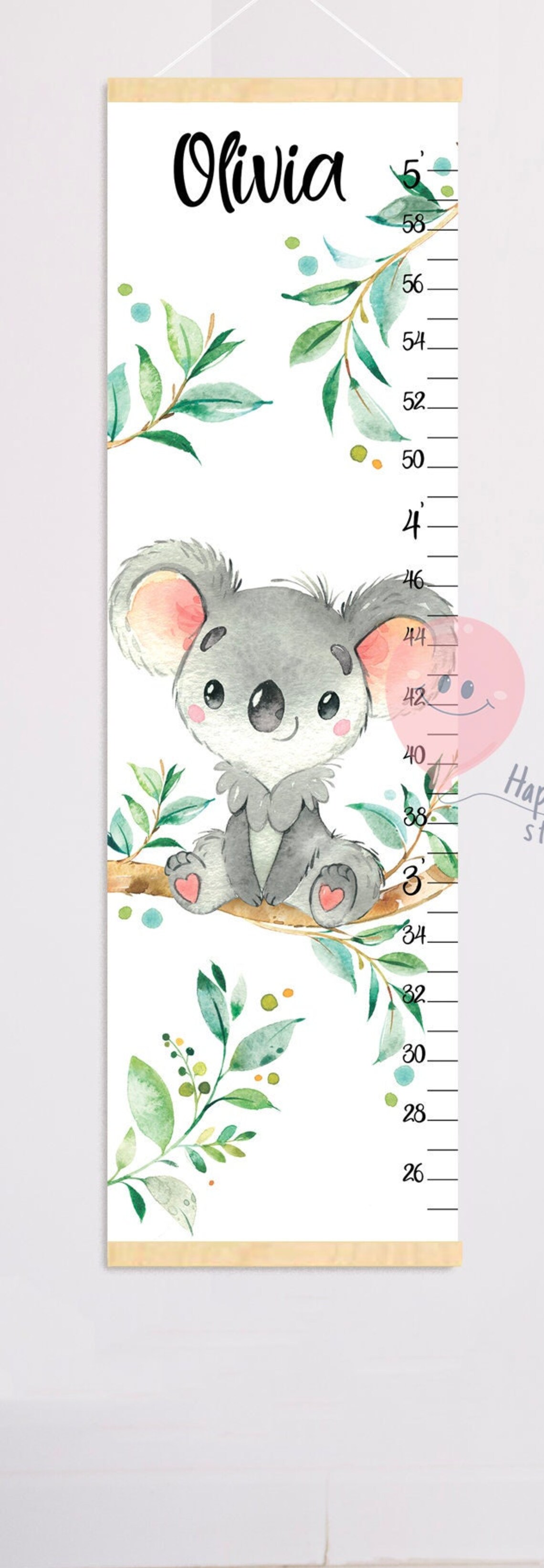 Koala Height Chart Baby Growth Chart Australian Animals - Etsy