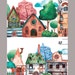 Village Houses Growth Chart Vintage Neighbourhood Height Chart - Etsy