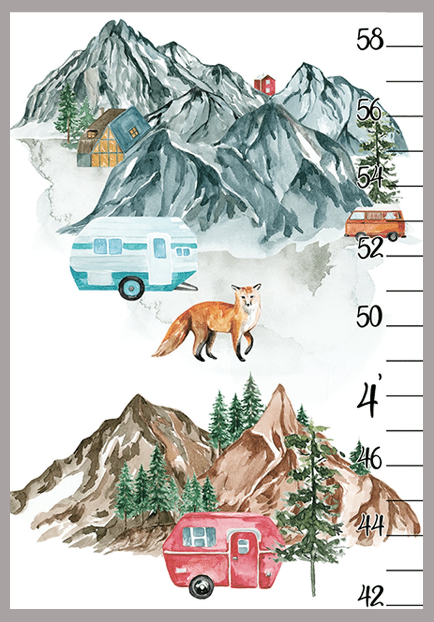 Adventure growth chart Nature height chart Mountains nursery | Etsy