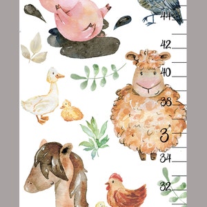 Growth Chart Farm Animals Canvas Personalized Height Chart | Etsy