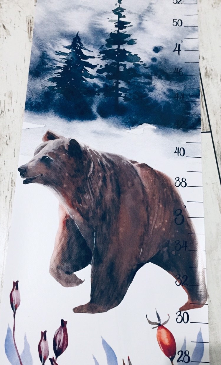 Bear Height Chart Woodland Growth Chart Forest Nursery Room | Etsy