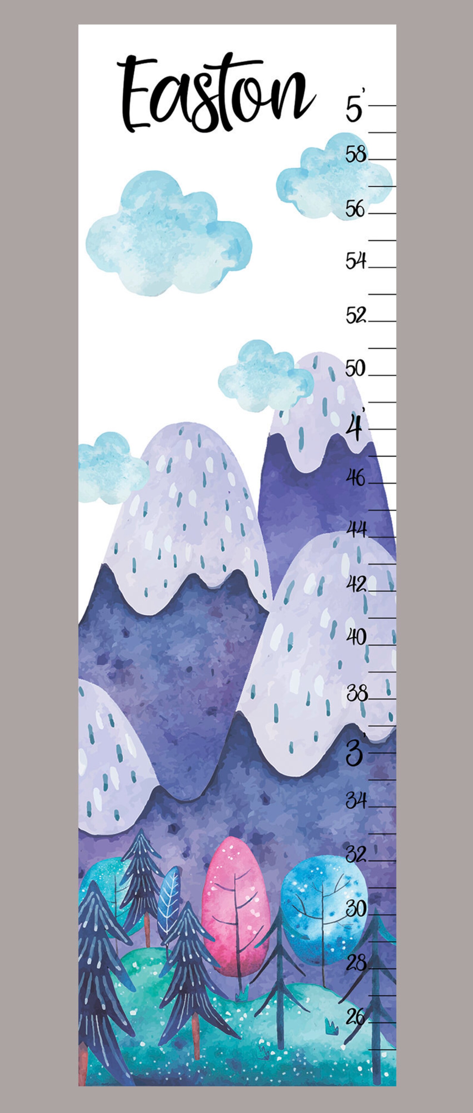 Mountains Growth Chart Adventure Height Chart Mountain and Forest ...
