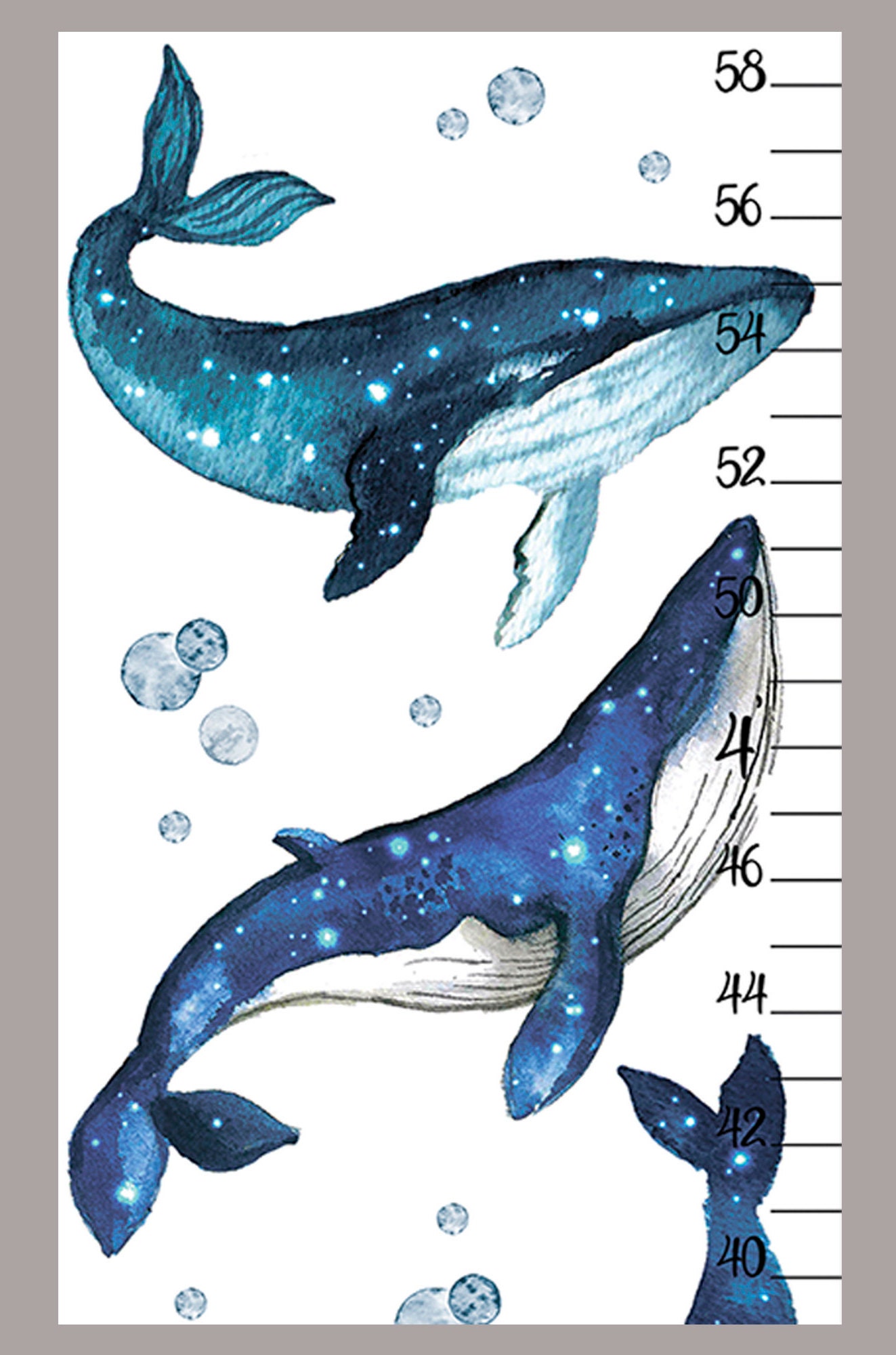 Whales Growth Chart Under the Sea Height Chart Ocean Nursery | Etsy