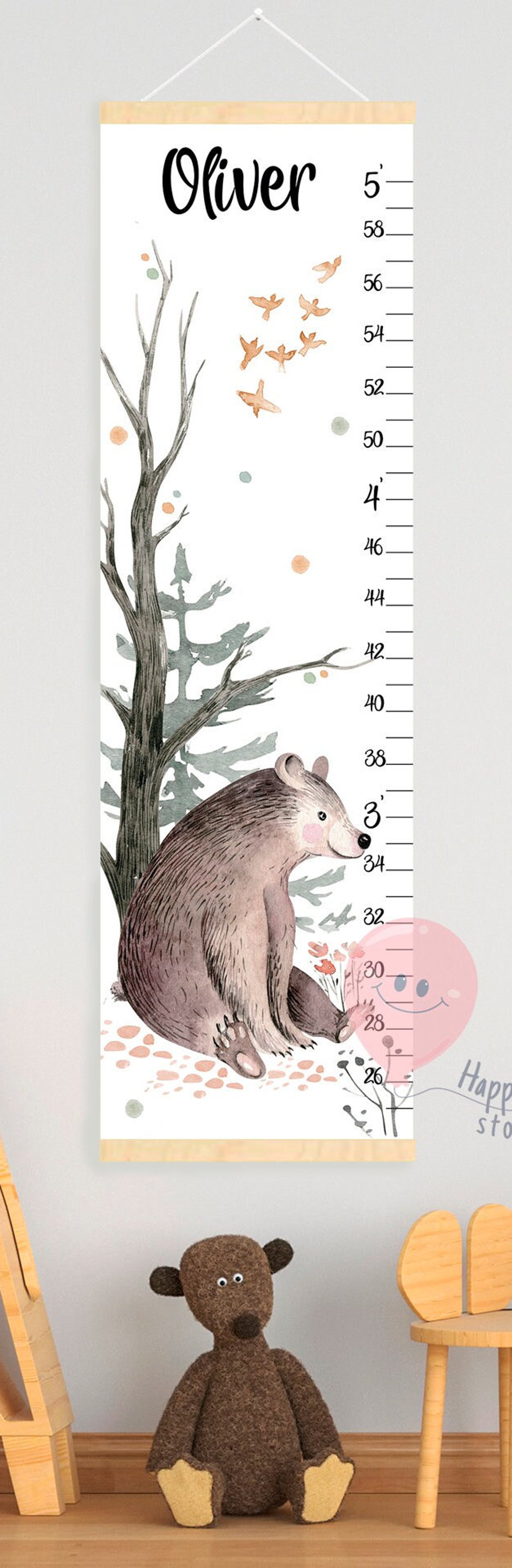 Height Chart Bear in the Forest Personalized Growth Chart Woodland ...