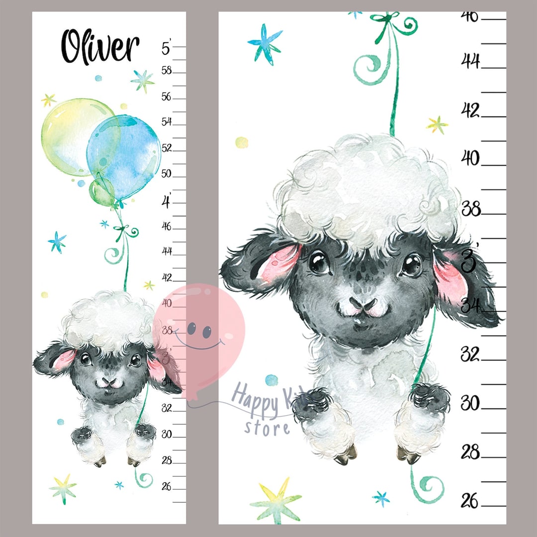 Growth Chart Lamb Sheep and Balloons Height Chart Baby Nursery Decor ...