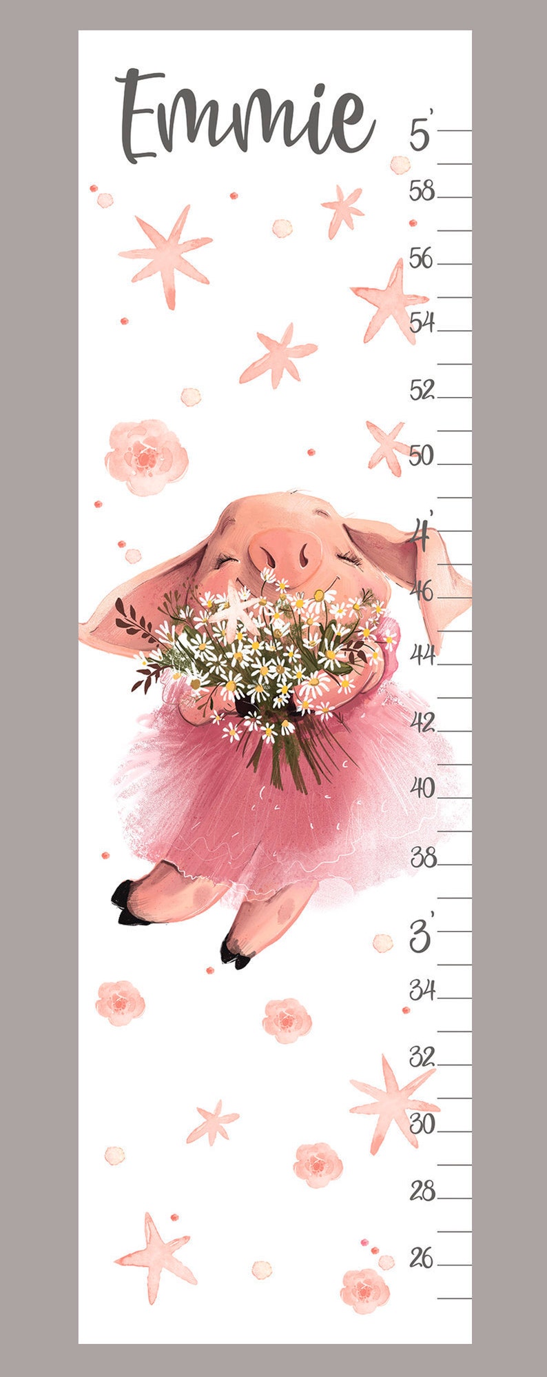 Pig Growth Chart – Baby Girl Nursery Wall Height Ruler - Etsy