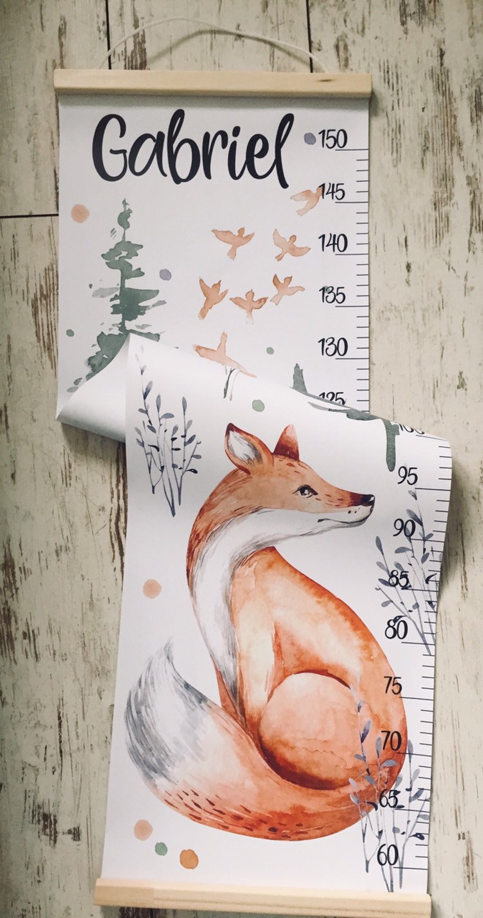 Fox Height Chart Personalized Growth Chart Woodland Animals Nursery ...