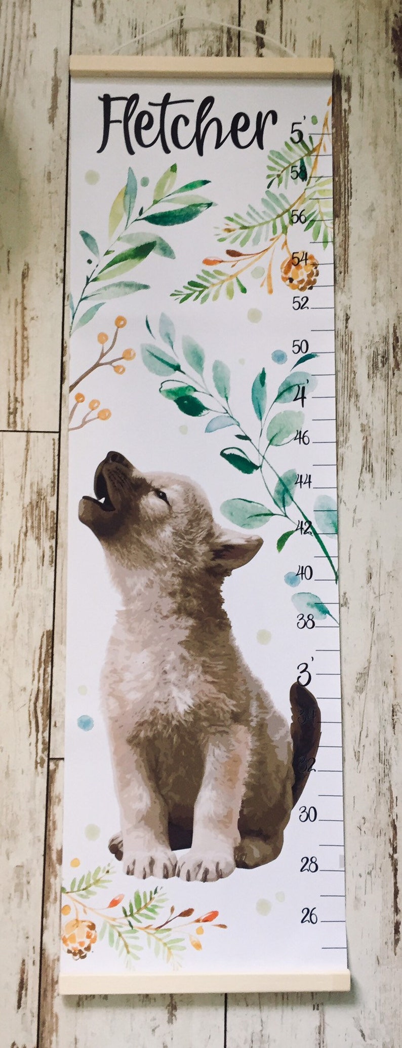 Baby Wolf Growth Chart Wolf Pack Height Chart Woodland Nursery | Etsy