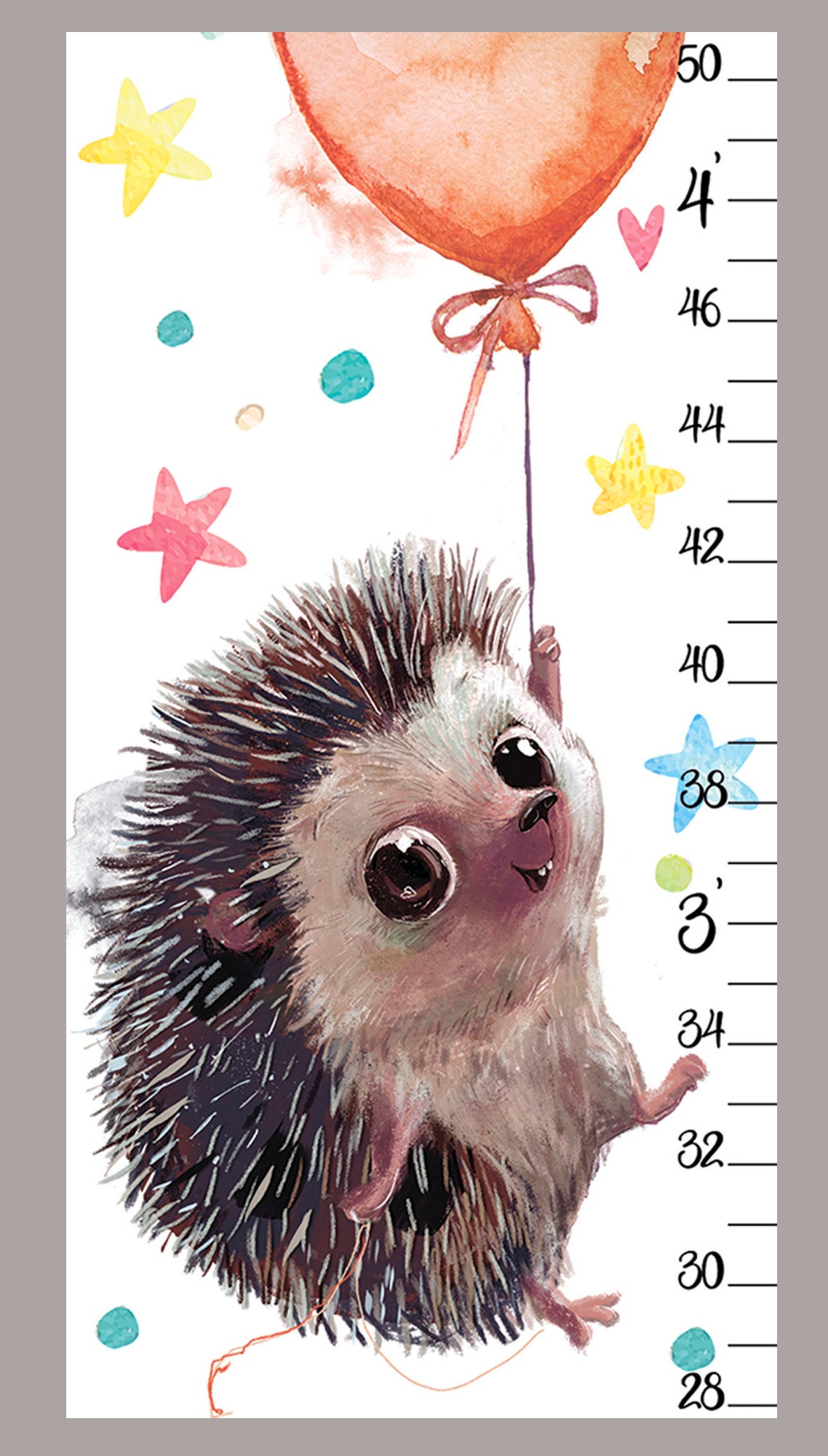 Hedgehog Growth Chart Balloon Height Chart Hedgehogs Nursery - Etsy UK
