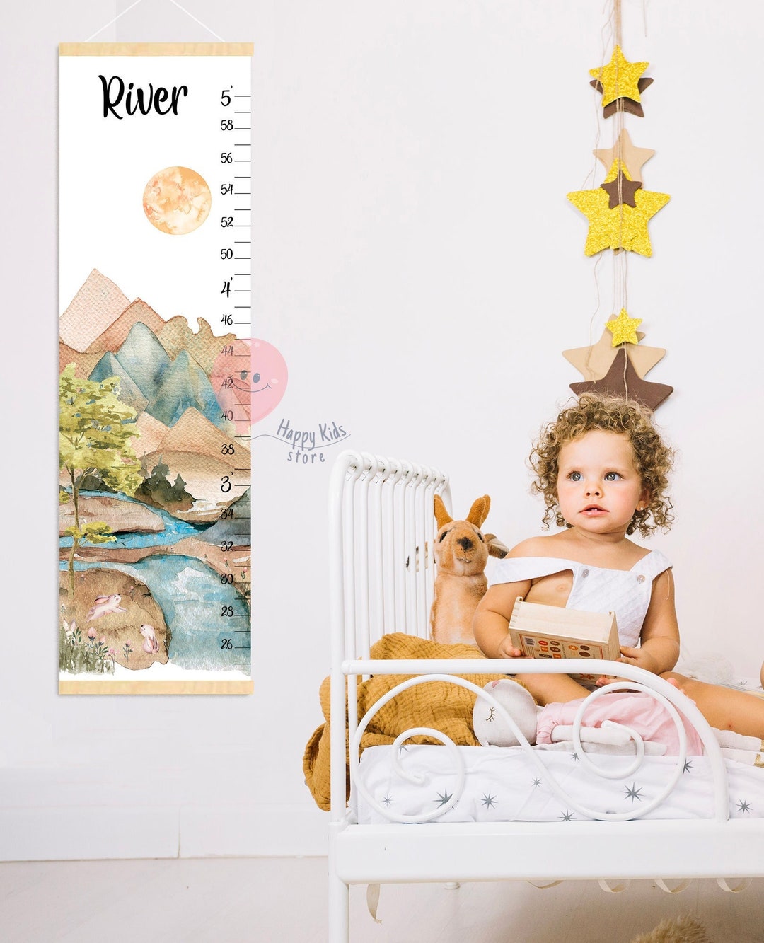 Mountains and River Growth Chart Forest Animals Height Chart Mountain ...