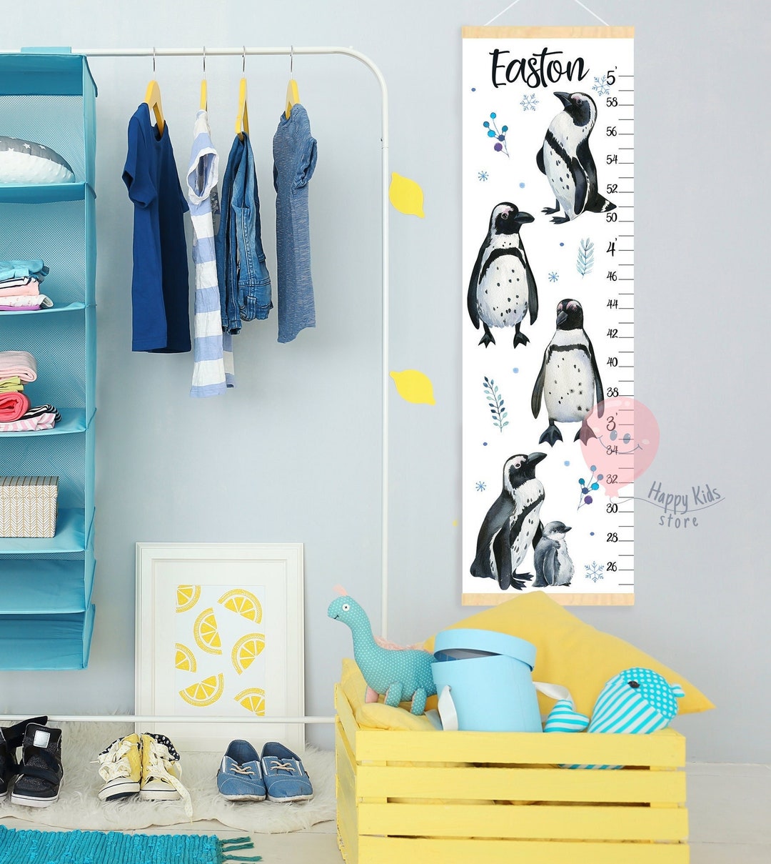 Penguins Growth Chart Arctic/antarctic Height Chart Snowy Penguin ...