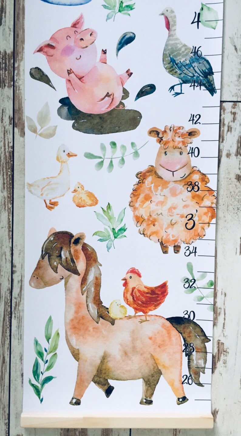Growth Chart Farm Animals Canvas Personalized Height Chart | Etsy
