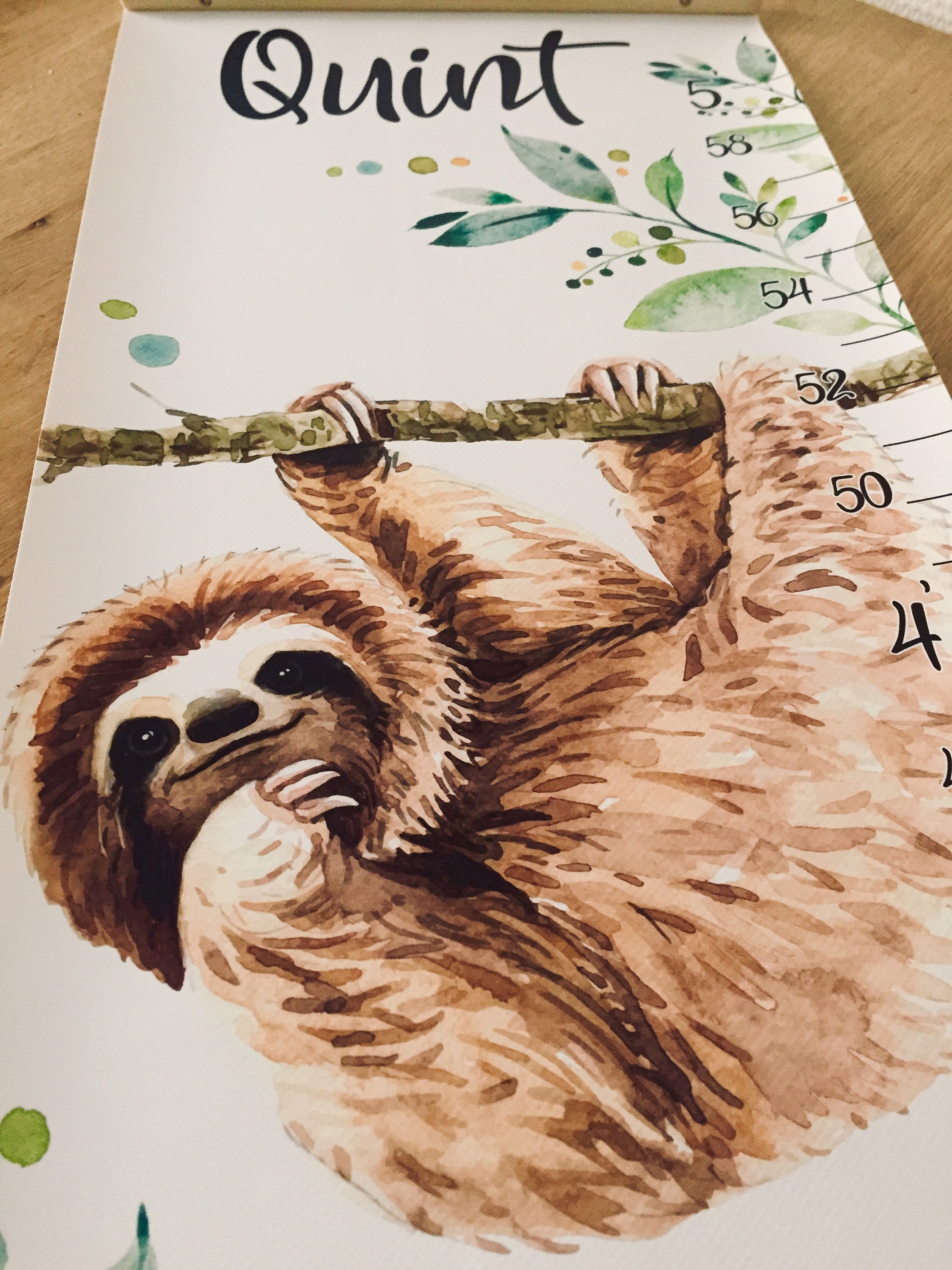Sloth Growth Chart Boho Animals Nursery Art Canvas | Etsy