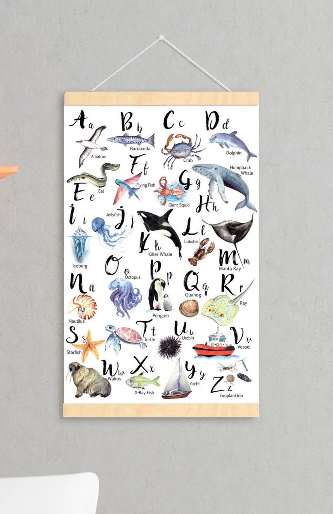 Ocean Themed Alphabet Poster Nautical Sea Creatures Nursery - Etsy