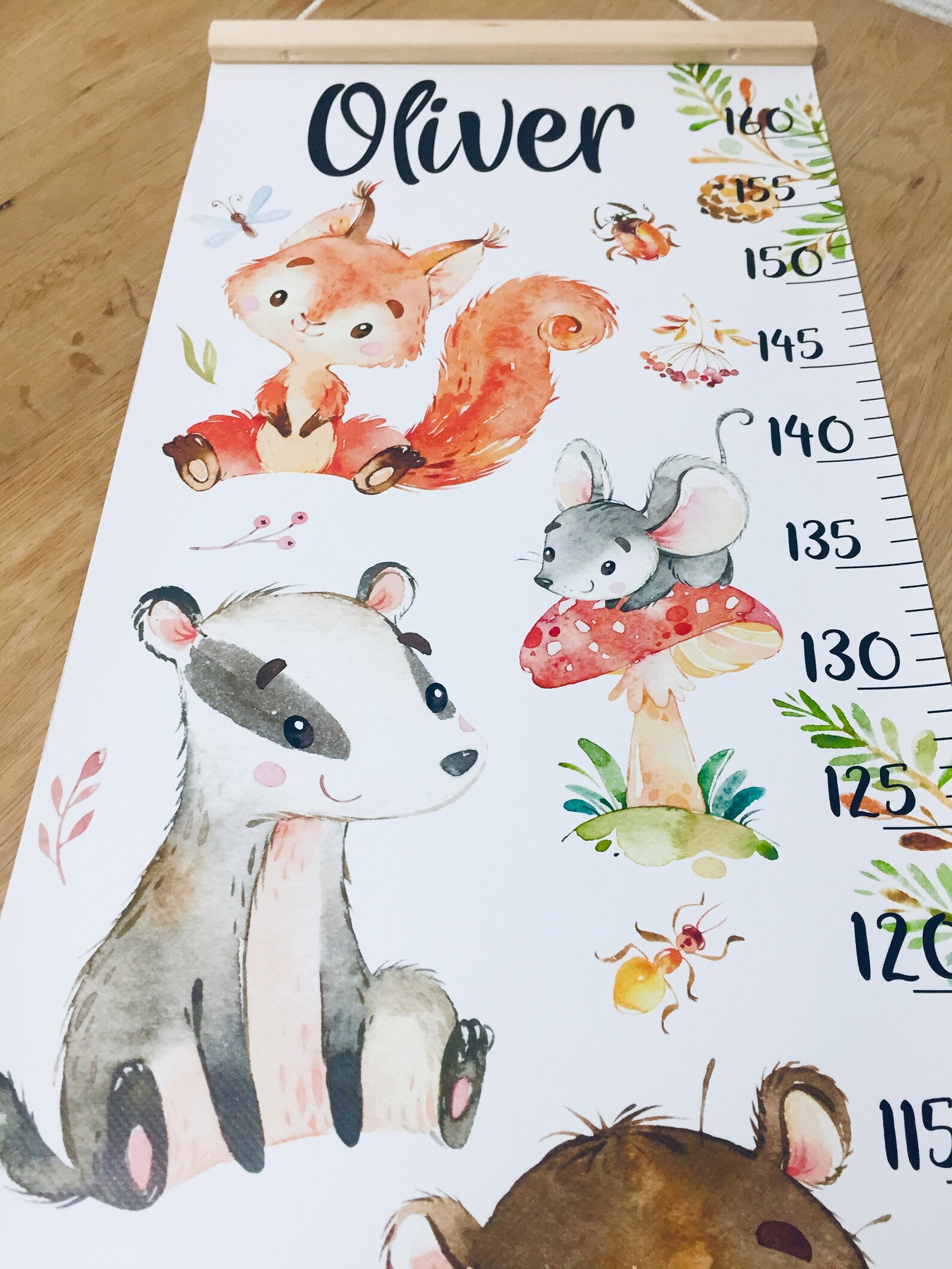 Forest animals growth chart Woodland nursery art Canvas | Etsy