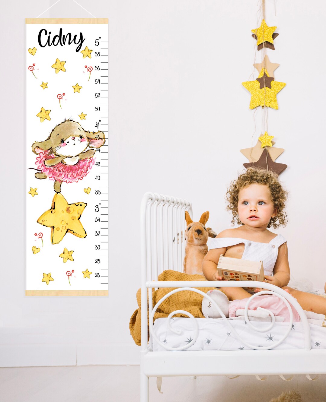 Cute Mouse Growth Chart Personalized Canvas Height Chart Little Mousy ...