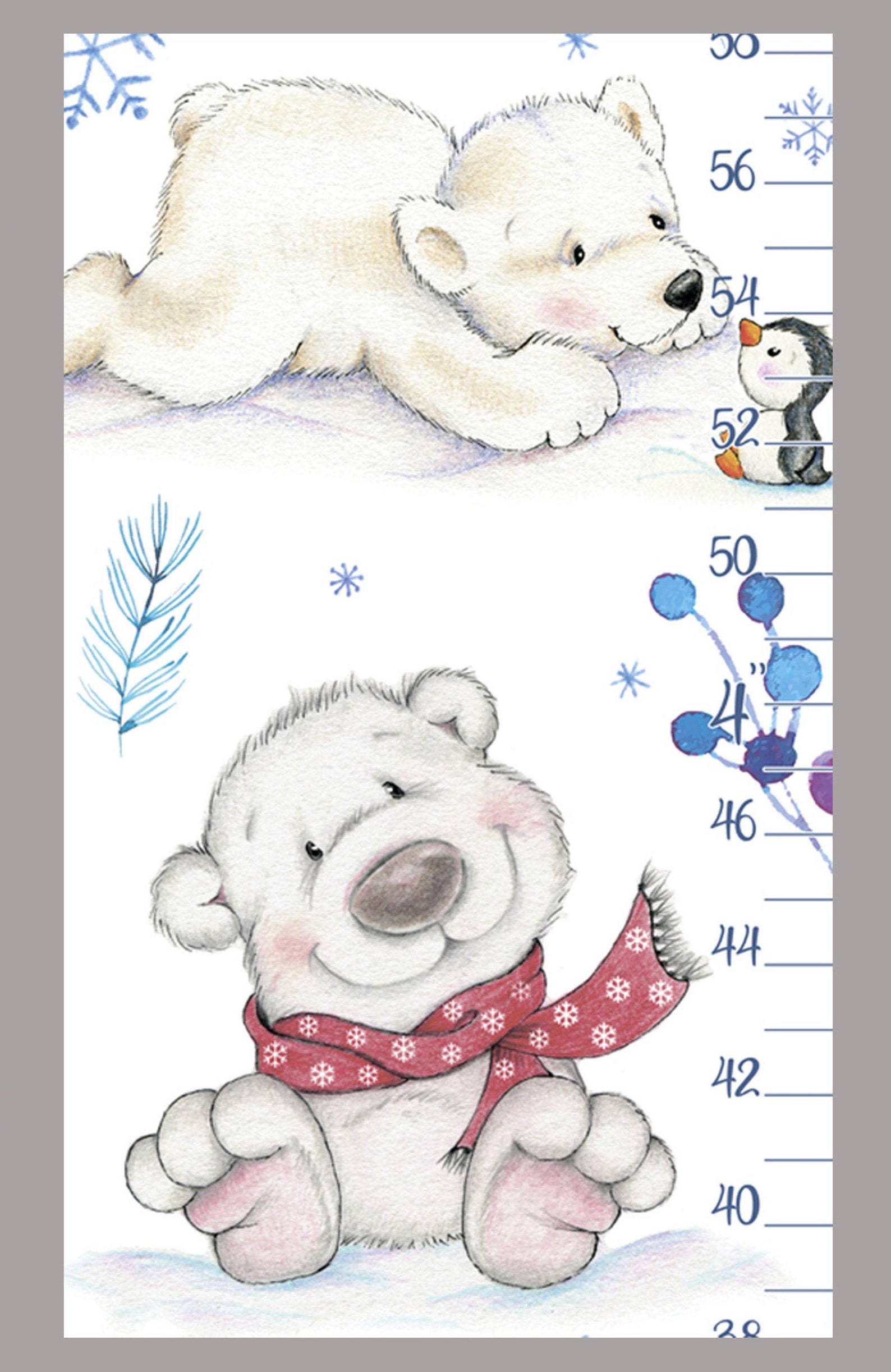 Polar Bears Growth Chart Personalized Canvas Height Chart Bear | Etsy
