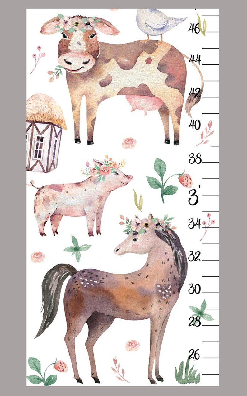 Farm Animals Growth Chart Canvas Personalized Height Chart - Etsy