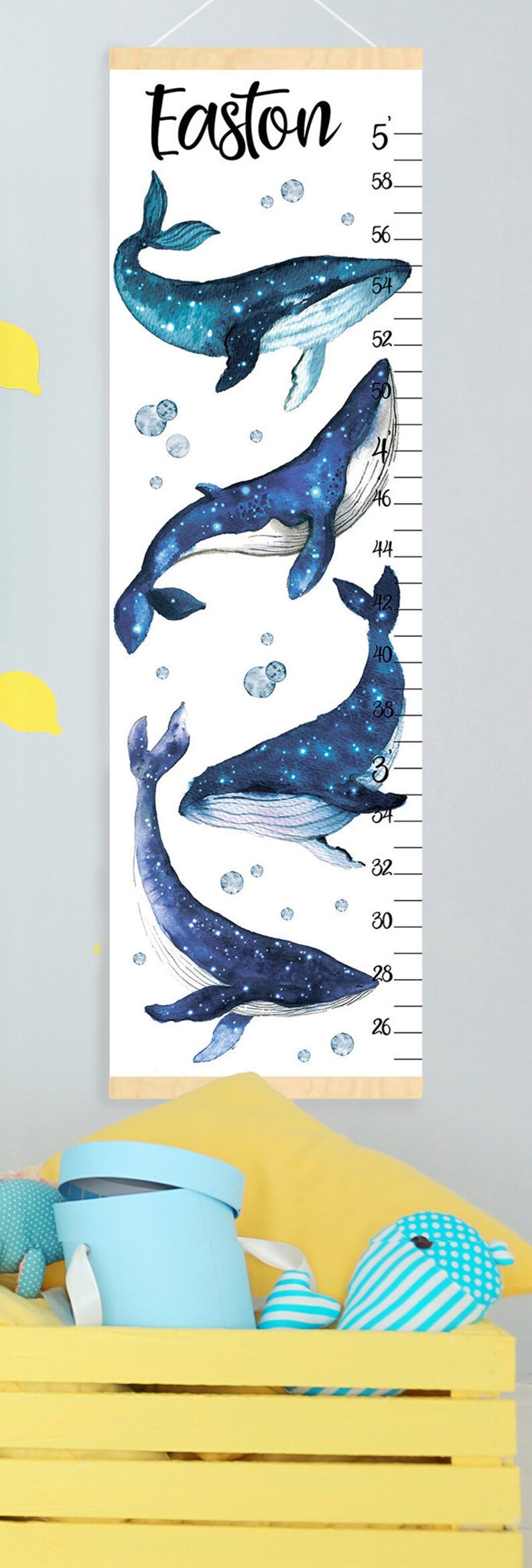 Whales Growth Chart Under the Sea Height Chart Ocean Nursery | Etsy