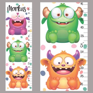 Cute Monsters Growth Chart Personalized Canvas Growth Chart Custom Kid ...