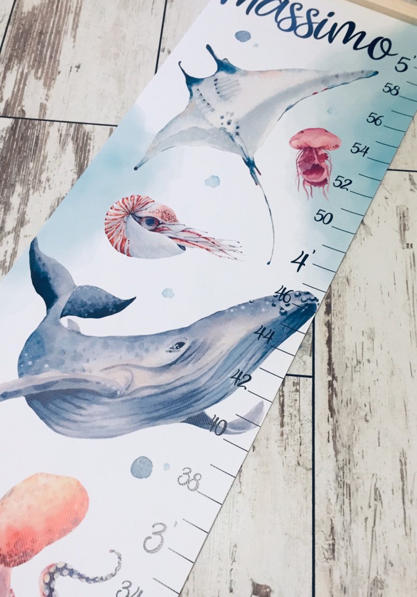 Under the Sea Growth Chart Whale Octopus Manta Ray Height - Etsy