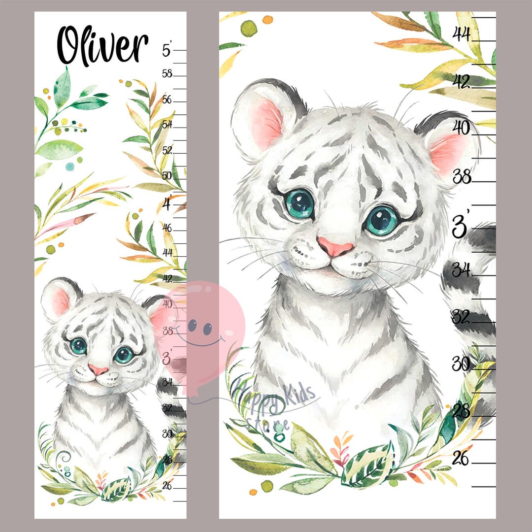 White Tiger Growth Chart for Kids Nursery - Etsy
