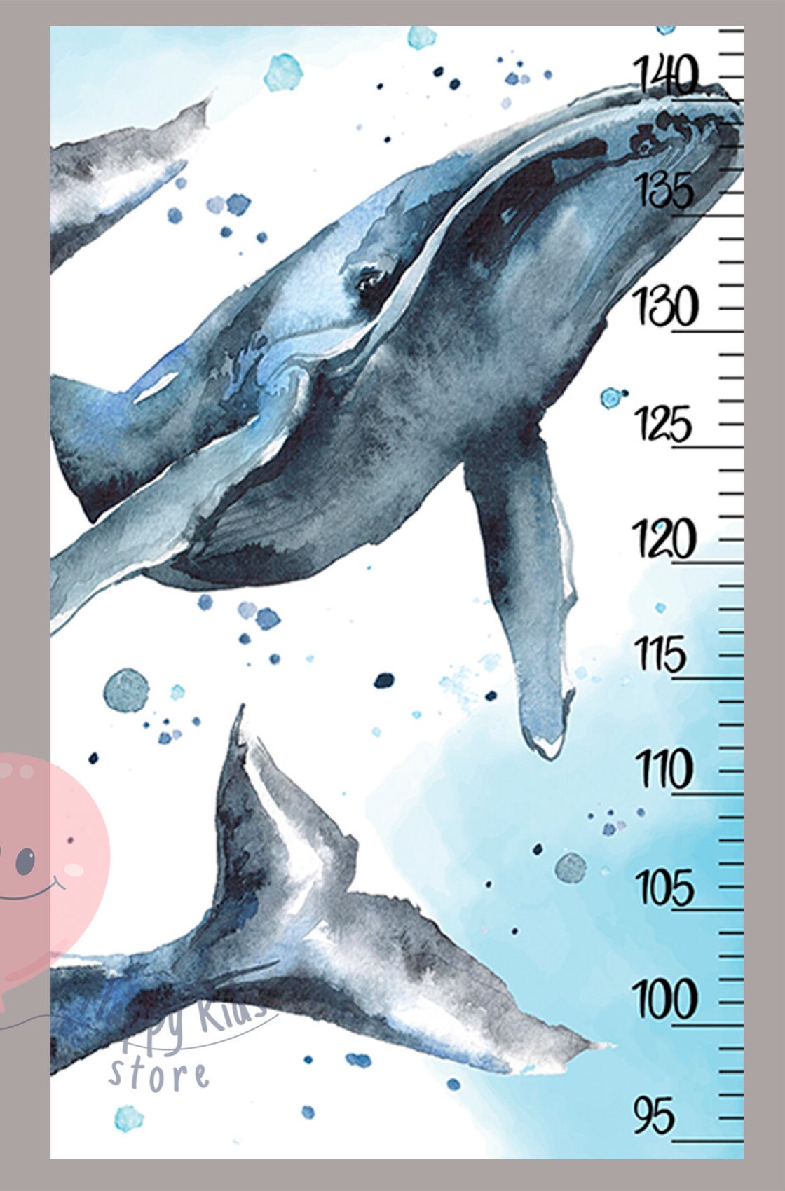 Under the sea growth chart Whale height chart Nautical sea | Etsy