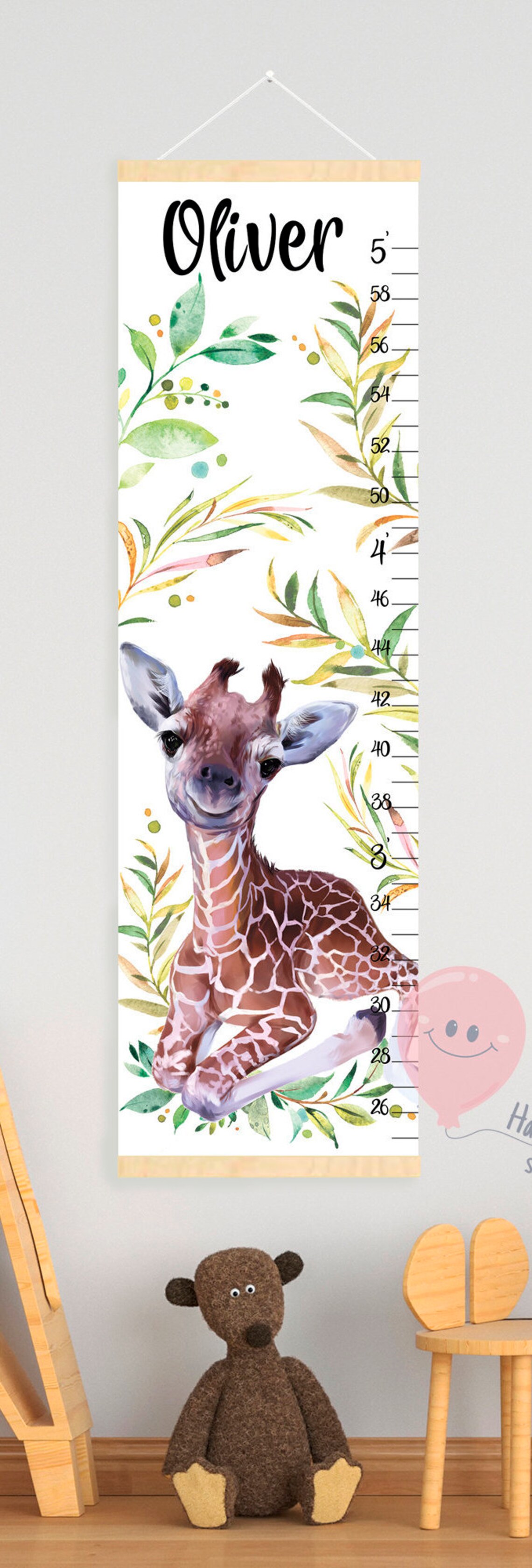 Giraffe Baby Growth Chart Personalized Height Chart Safari - Etsy