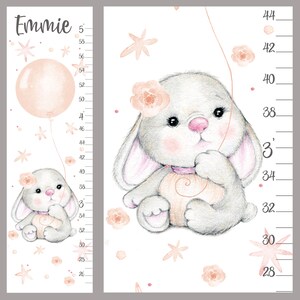 Bunny With Balloon Growth Chart Canvas Personalized Height Chart Cute ...