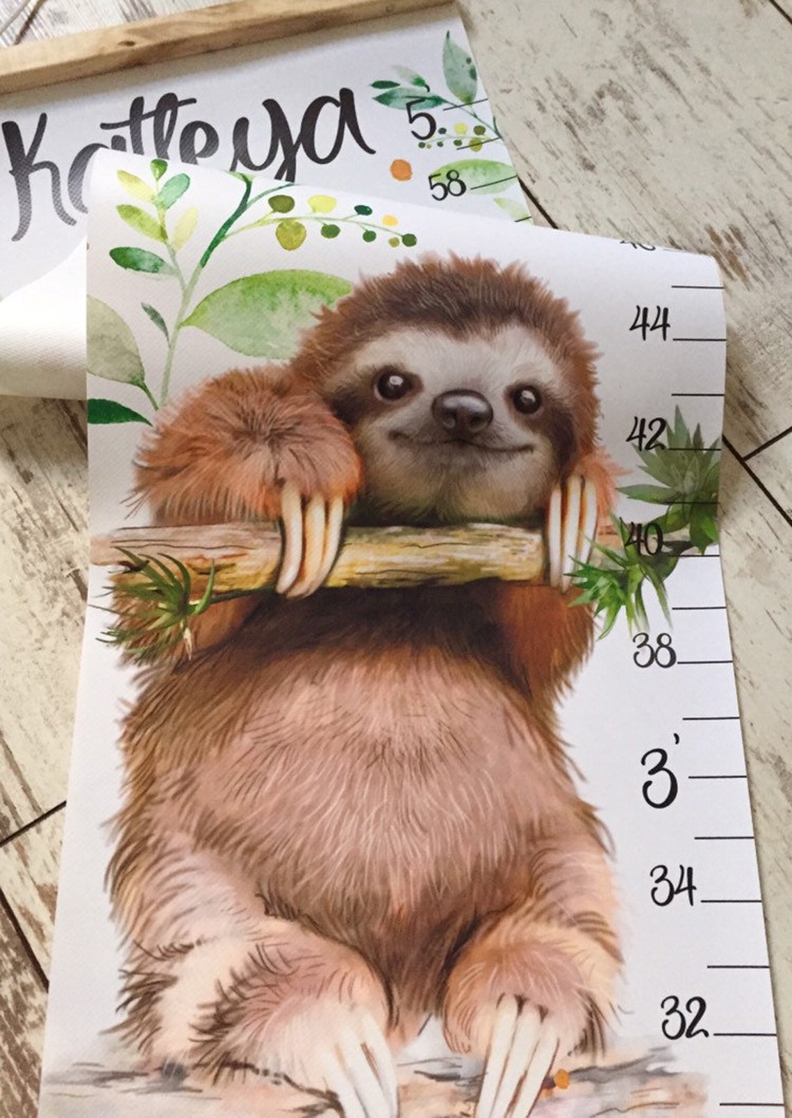 Sloth growth chart Animals nursery decor Personalized height | Etsy