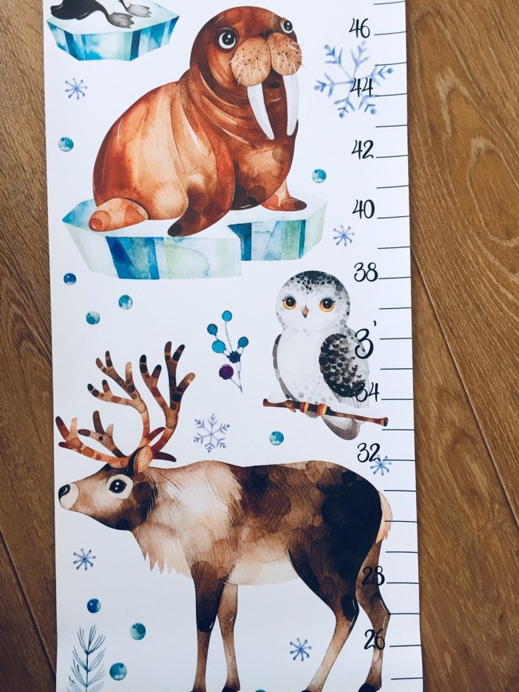 Arctic Animals Growth Chart – Canvas Nursery Height Ruler Wall Art - Etsy