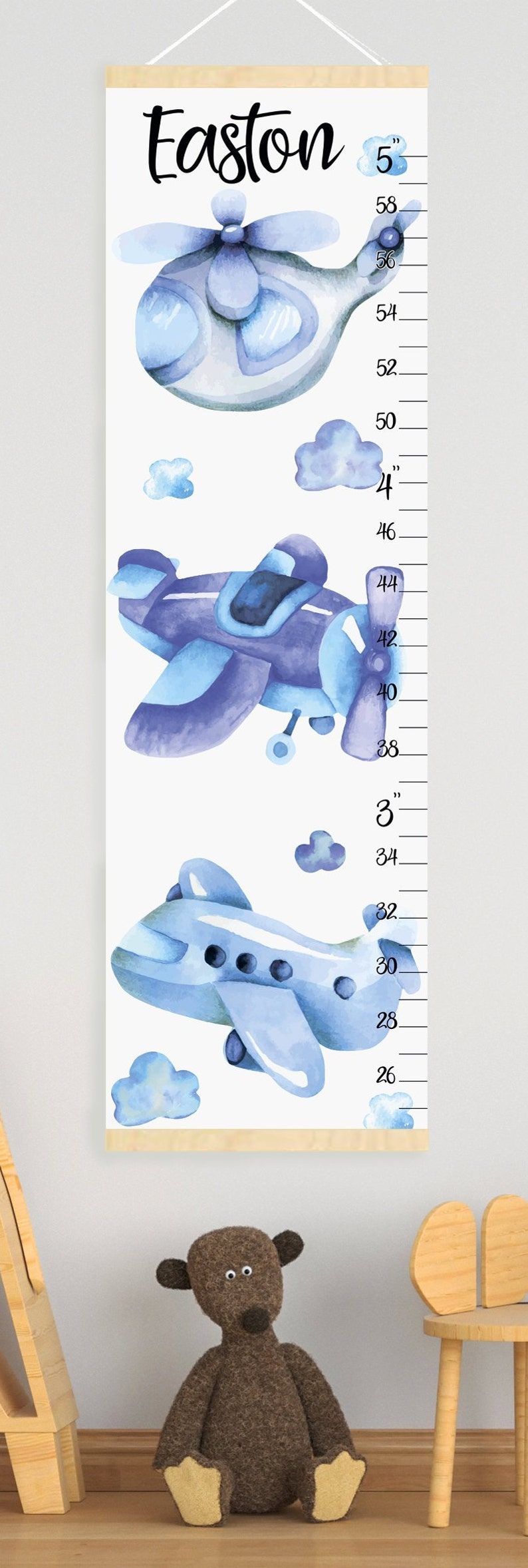 Airplane Growth Chart Personalized Canvas Height Chart Planes | Etsy
