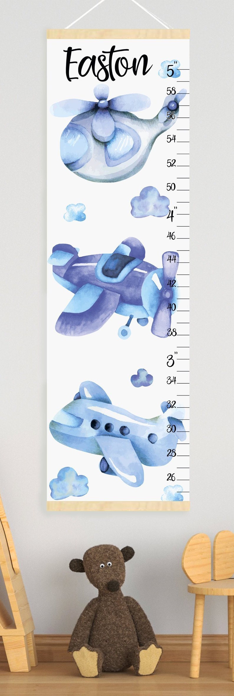 Airplane Growth Chart Personalized Canvas Height Chart Planes - Etsy