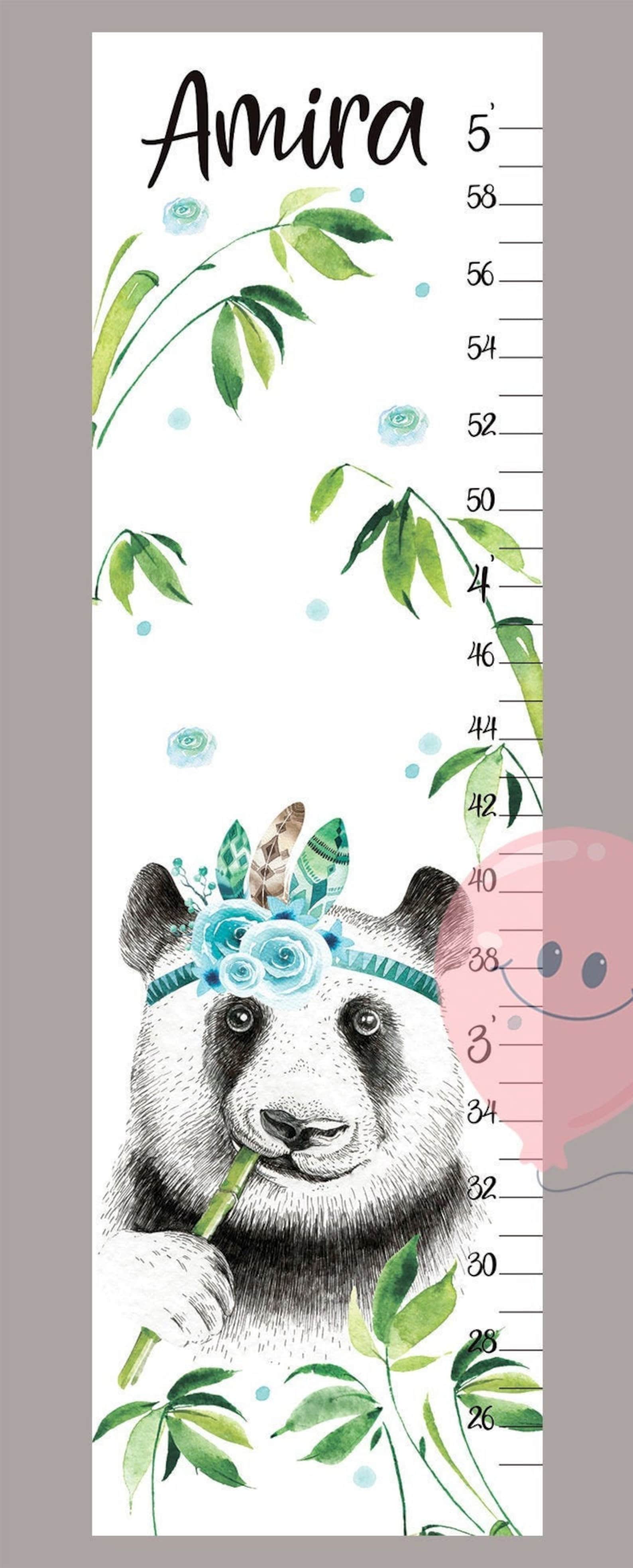 Panda Growth Chart – Boho Kids Wall Height Ruler - Etsy