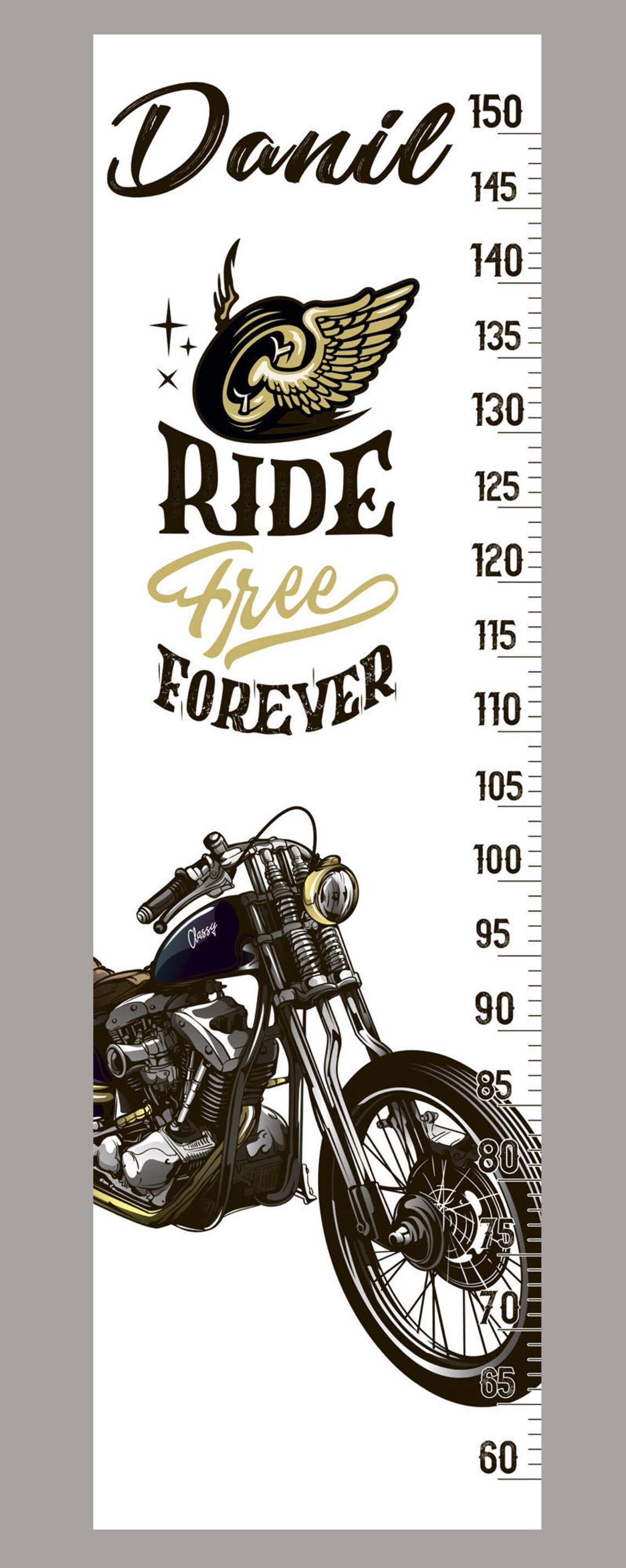 Growth Chart Motorcycle Canvas Personalized Height Chart Boy | Etsy