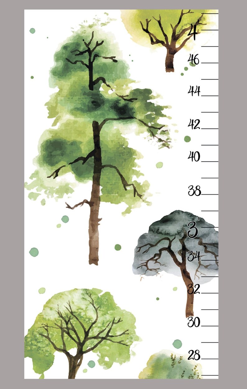 Trees Growth Chart – Woodland Nursery Canvas Wall Height Ruler - Etsy