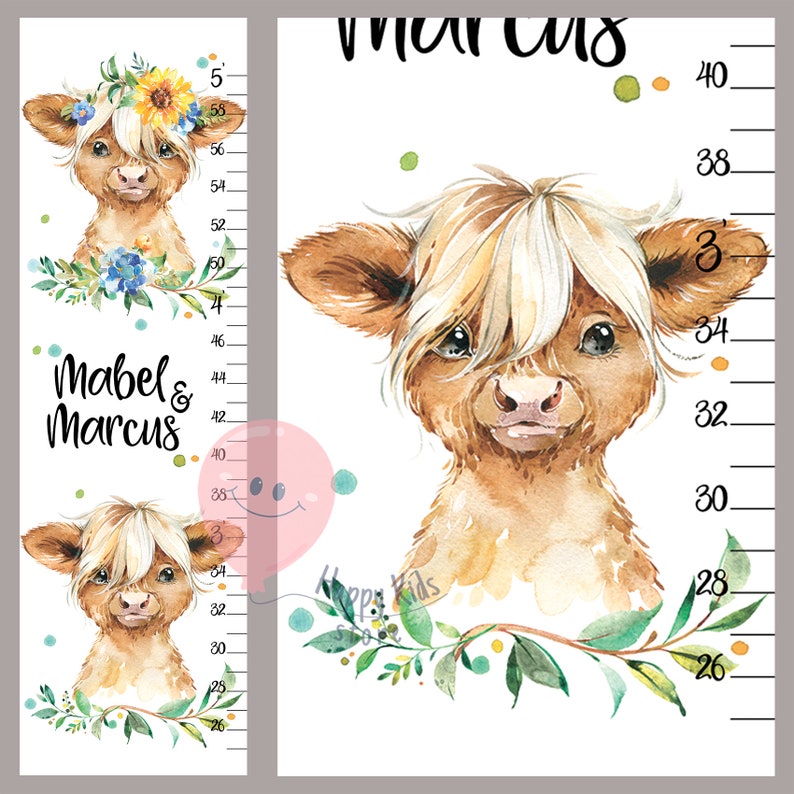 Cow Growth Chart – Calf, Farm Animals Baby Room Wall Height Ruler - Etsy