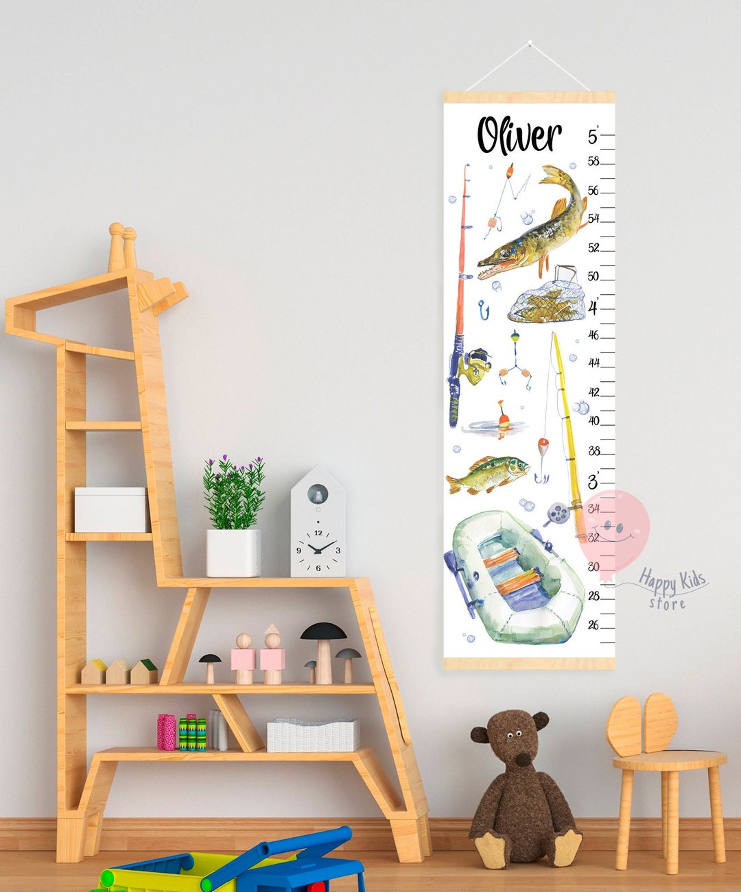 Fishing Growth Chart – Ocean / River Theme Wall Height Ruler - Etsy
