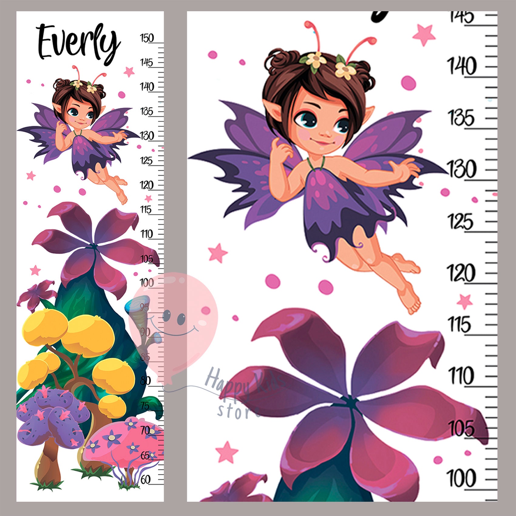 Height Chart Fairy With Magic Forest Girl Growth Chart Fairy - Etsy